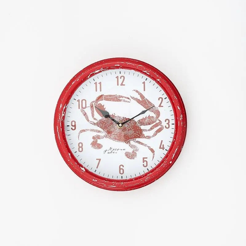 Crab Red Metal Clock – Judefish